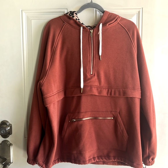 Main Strip | Tops | Rust Leopard Print Hooded Pullover Hoodie Large ...